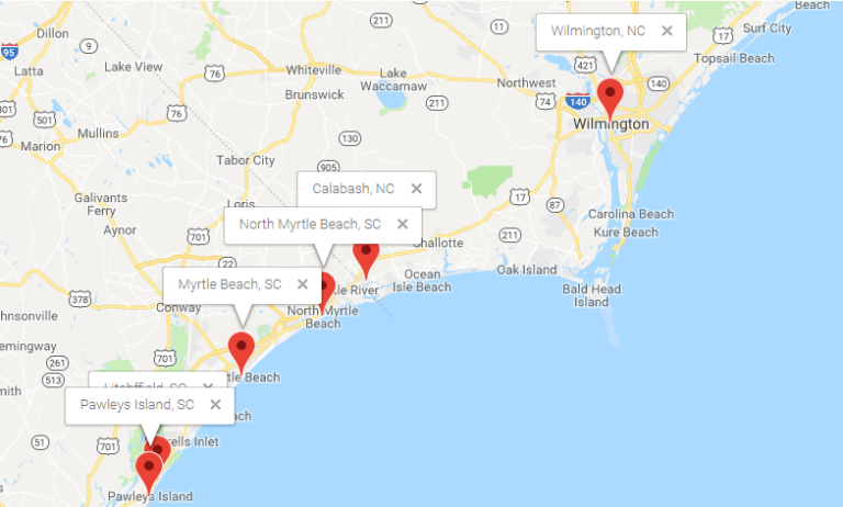 Myrtle Beach Golf Course Map & Locations - Coastal Golfaway